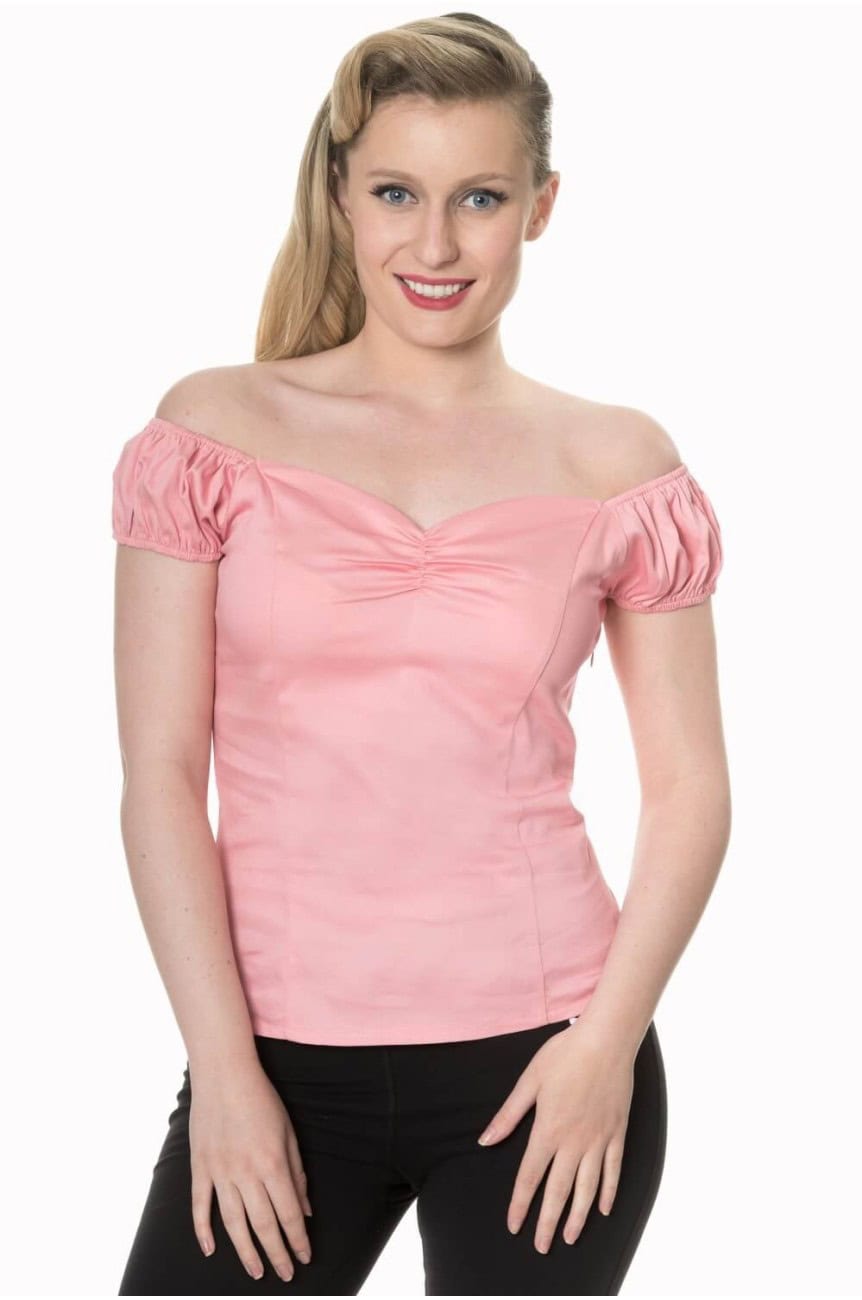 Haut pin up décolleté en coeur rose- Banned