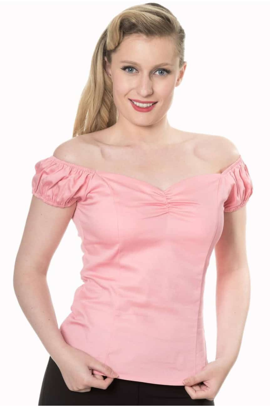 Haut pin up décolleté en coeur rose- Banned