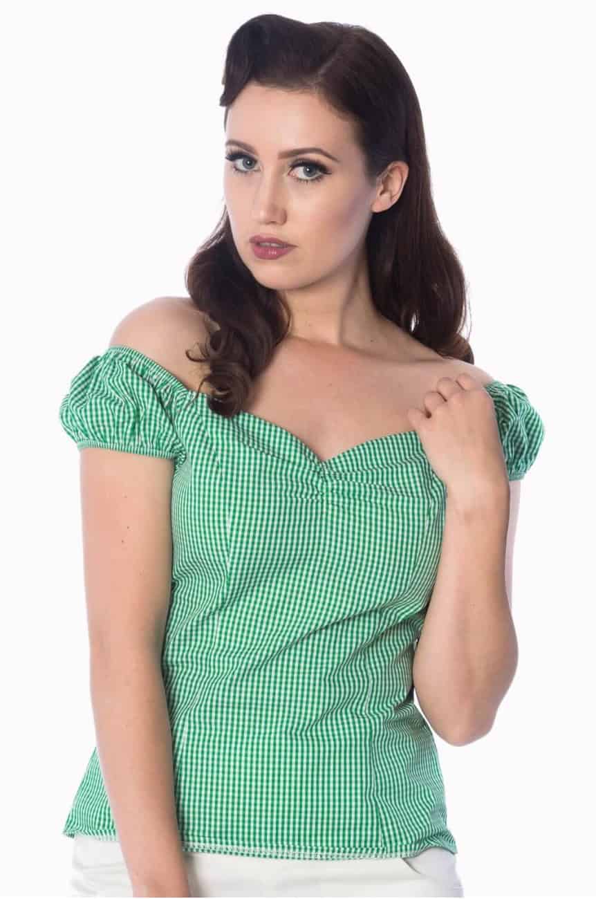 Haut rétro vichy vert-Banned france