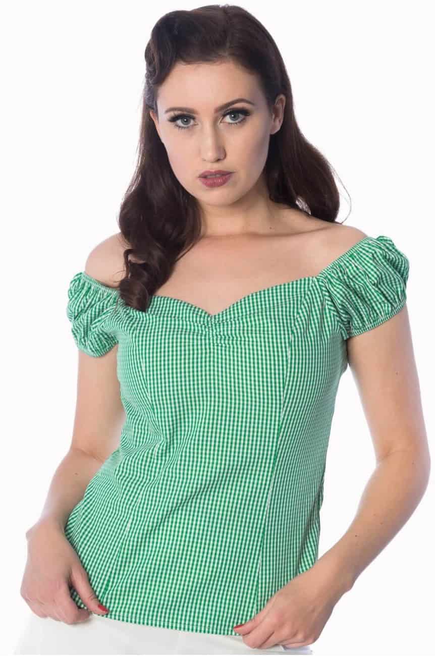 Haut rétro vichy vert-Banned france