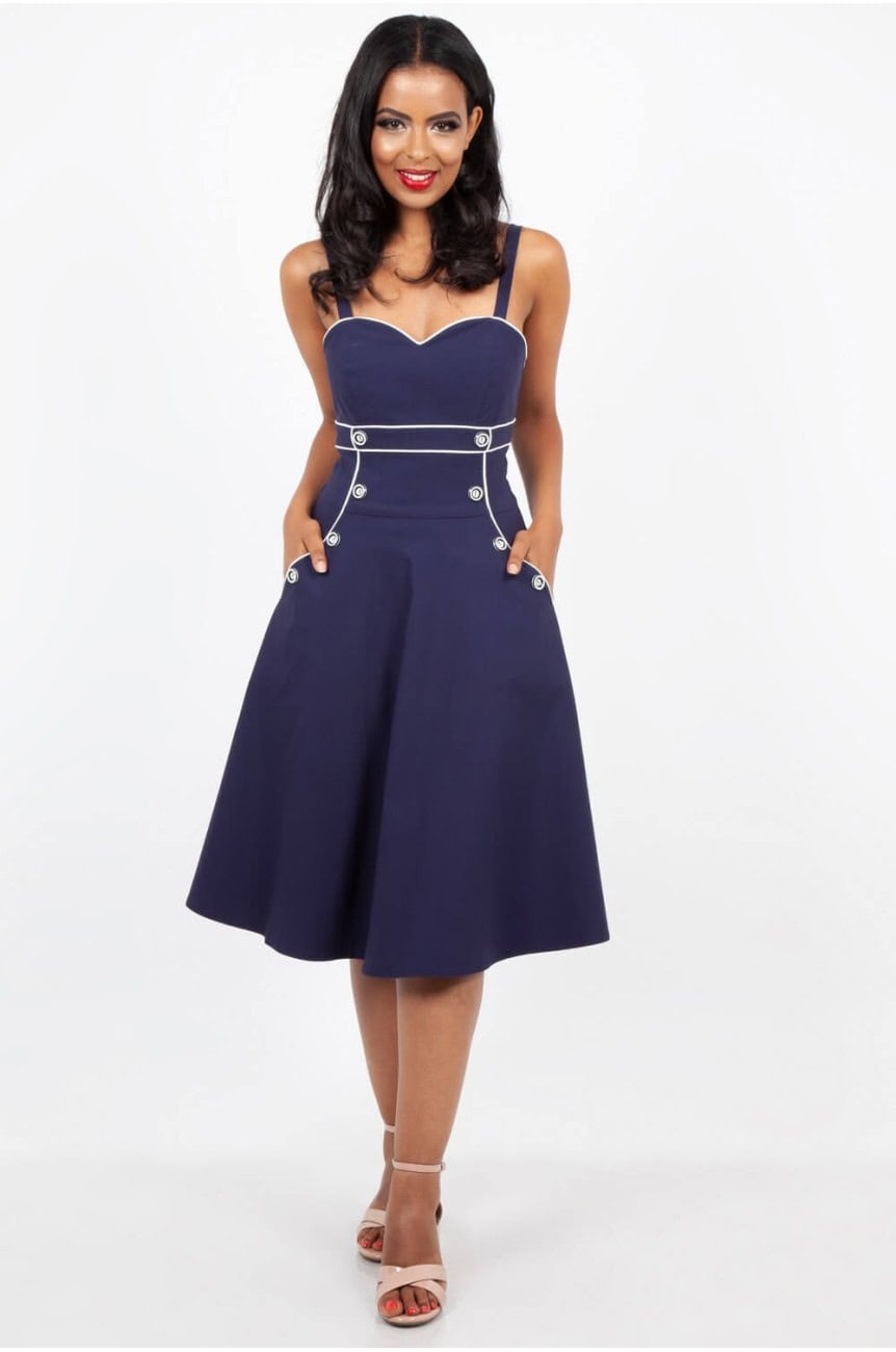Robe pin-up marin bleue-Sailor dress