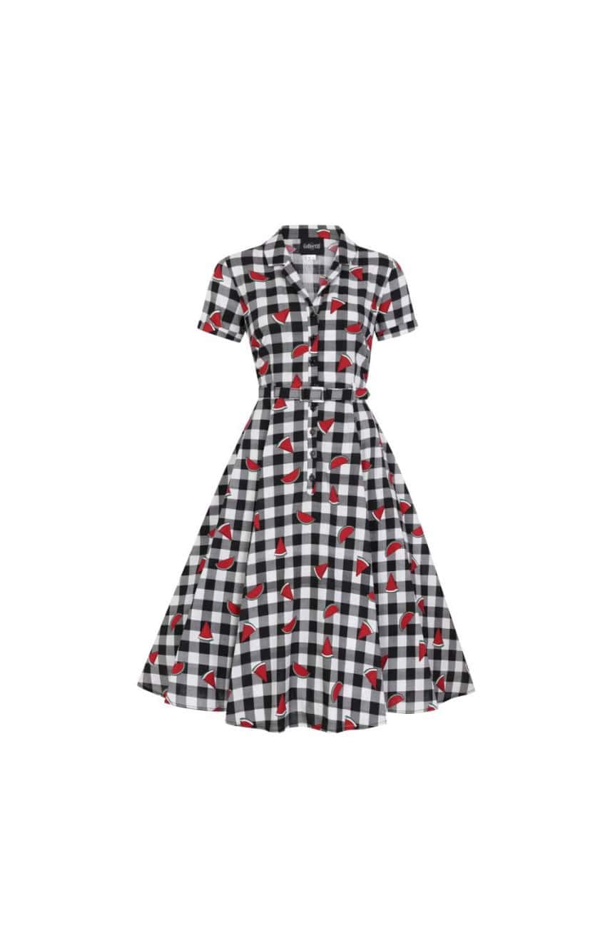 Robe pin-up vichy pastèque-Robe watermelon vintage