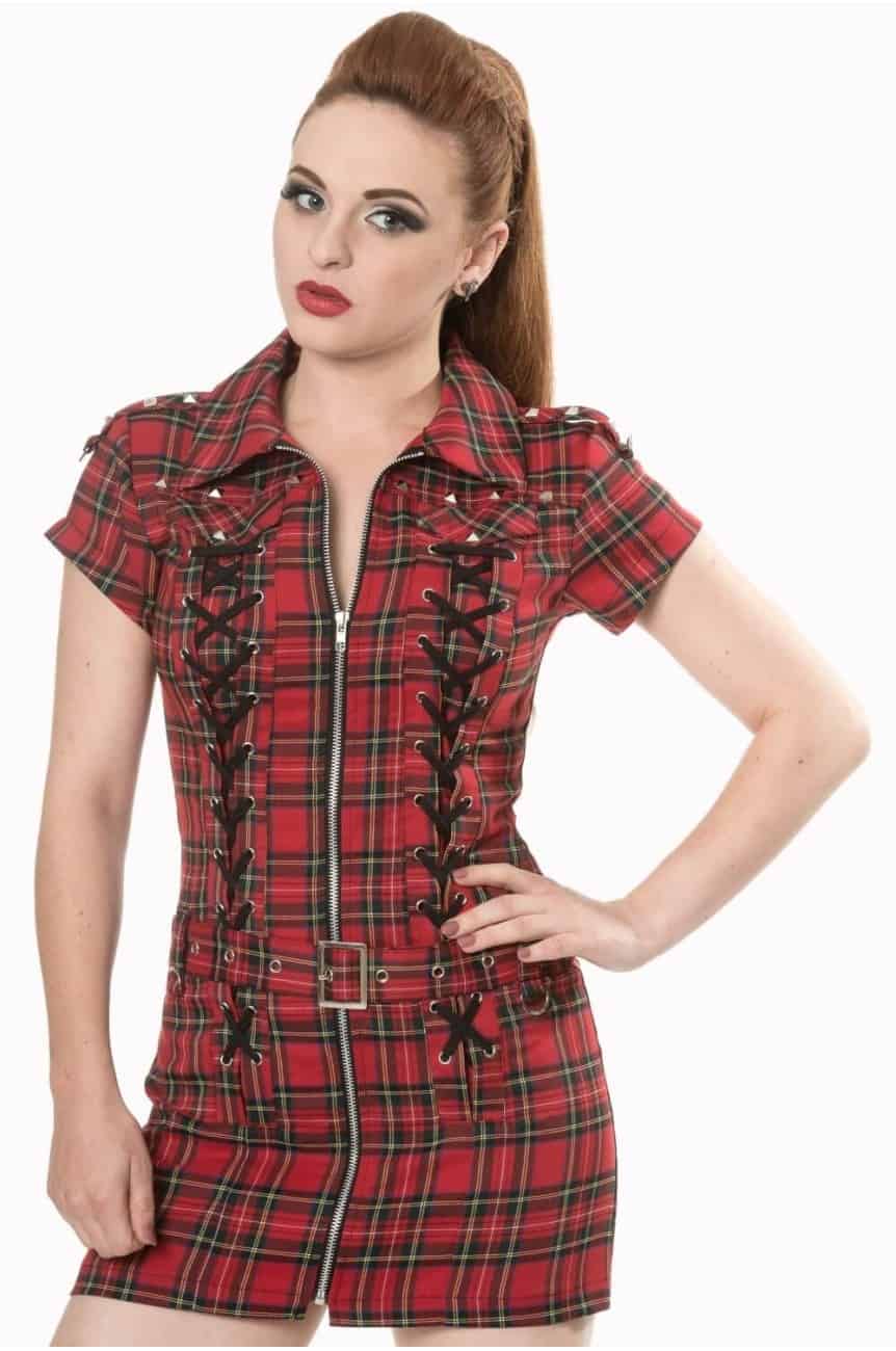Robe rock écossais rouge