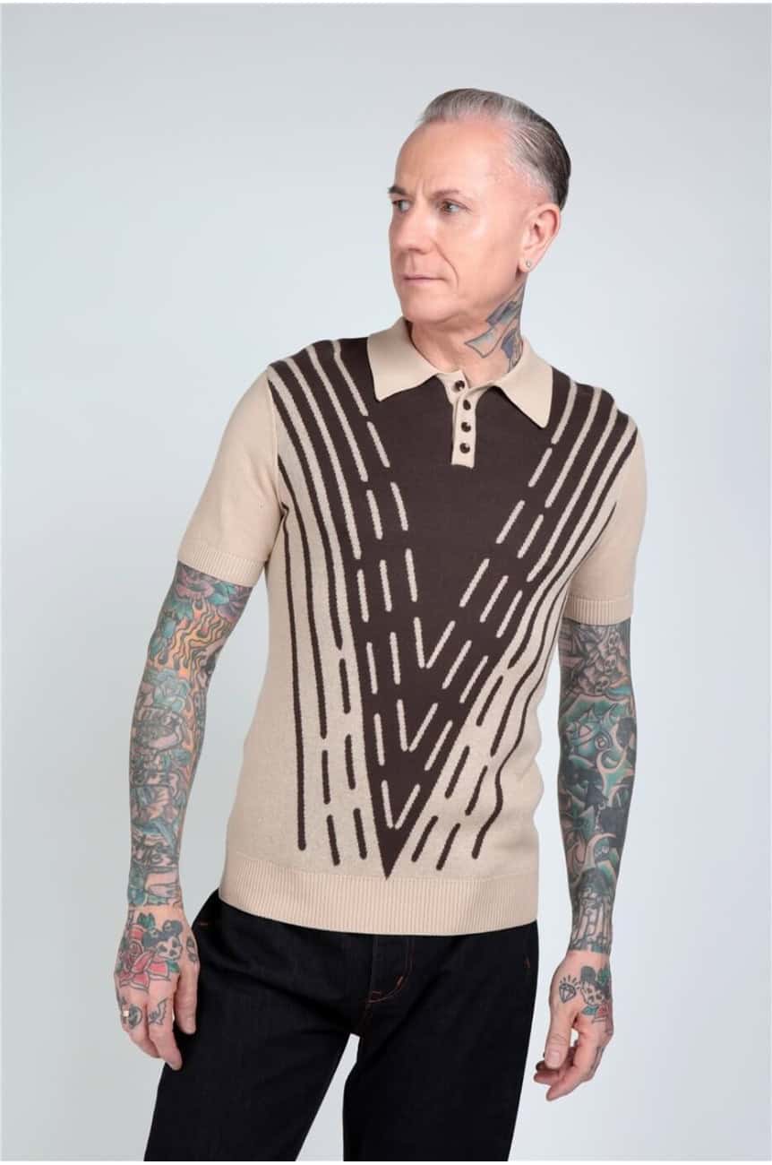 Polo homme rétro marron