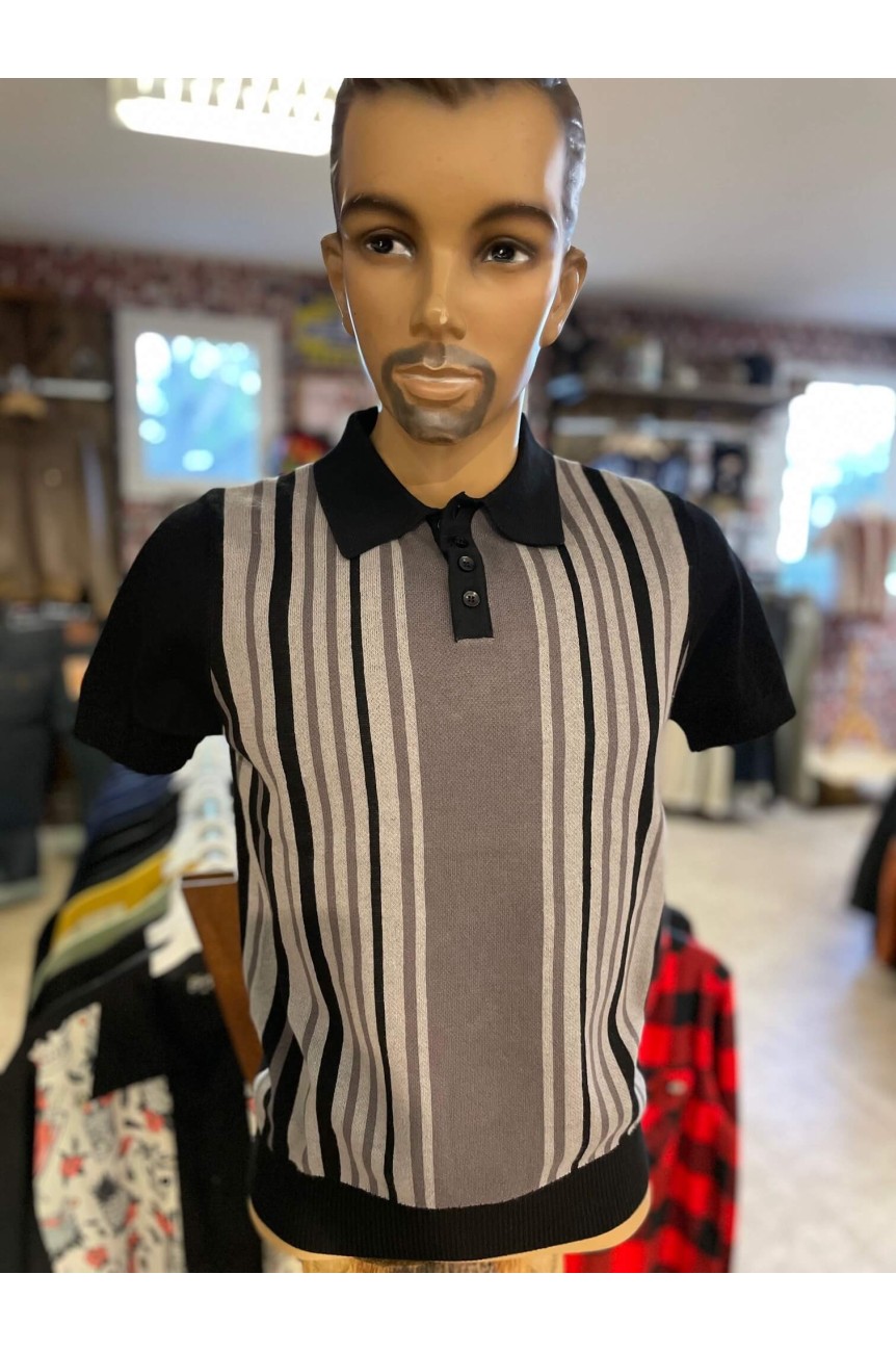Polo en maille gris homme