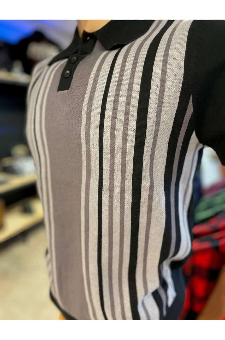Polo en maille gris homme