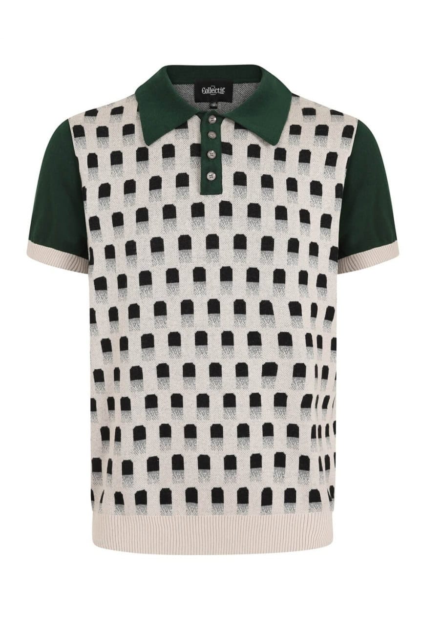 Polo homme ecru et vert