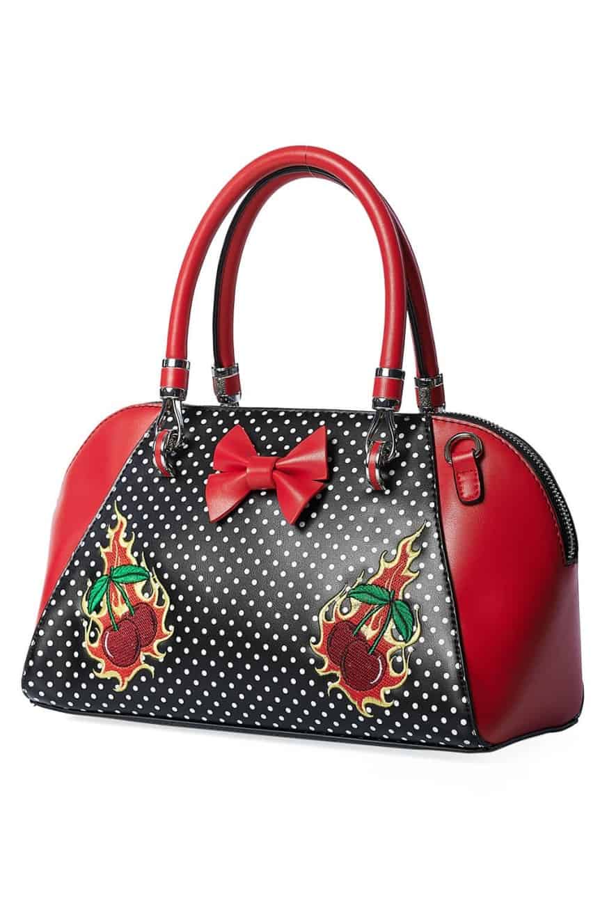 Sac vintage cerise et pois
