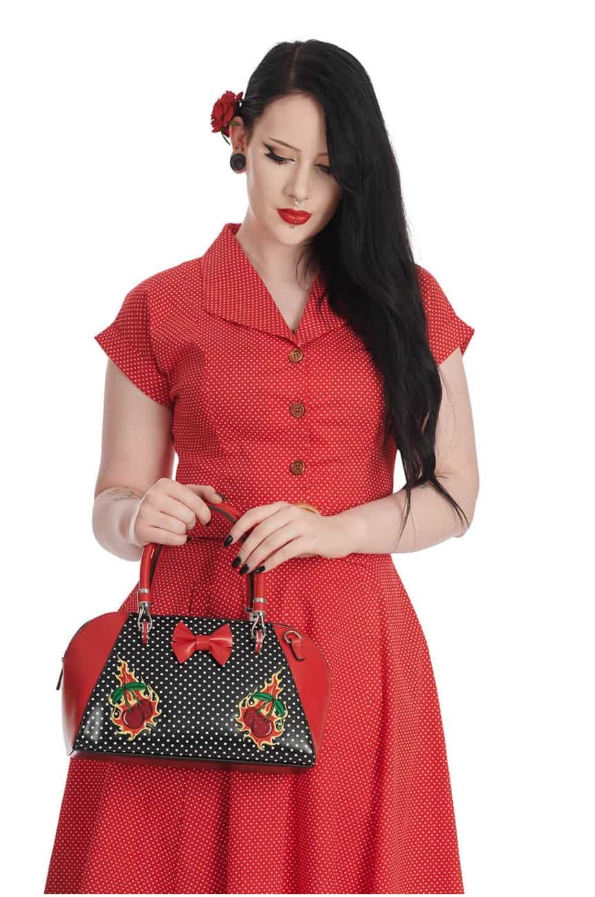 Sac vintage cerise et pois