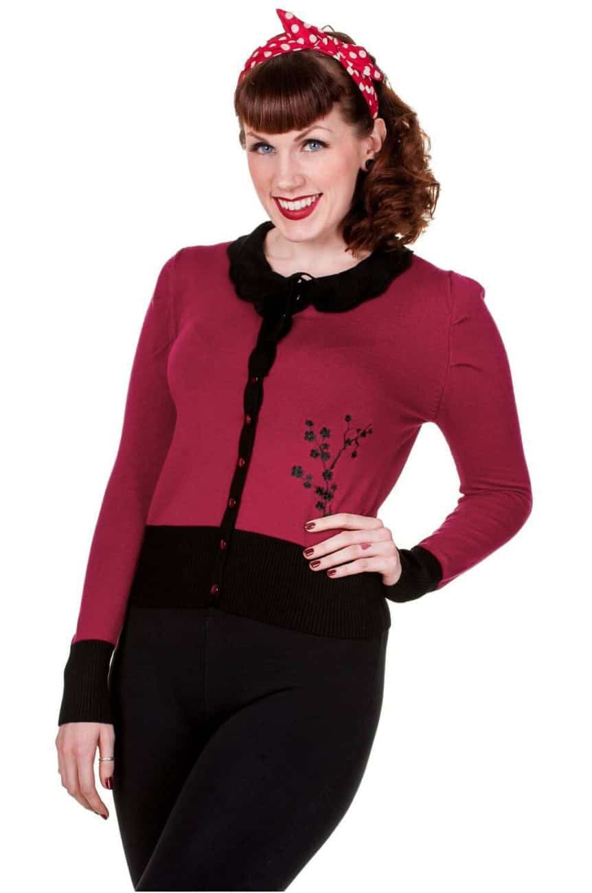 Cardigan pin up bordeaaux